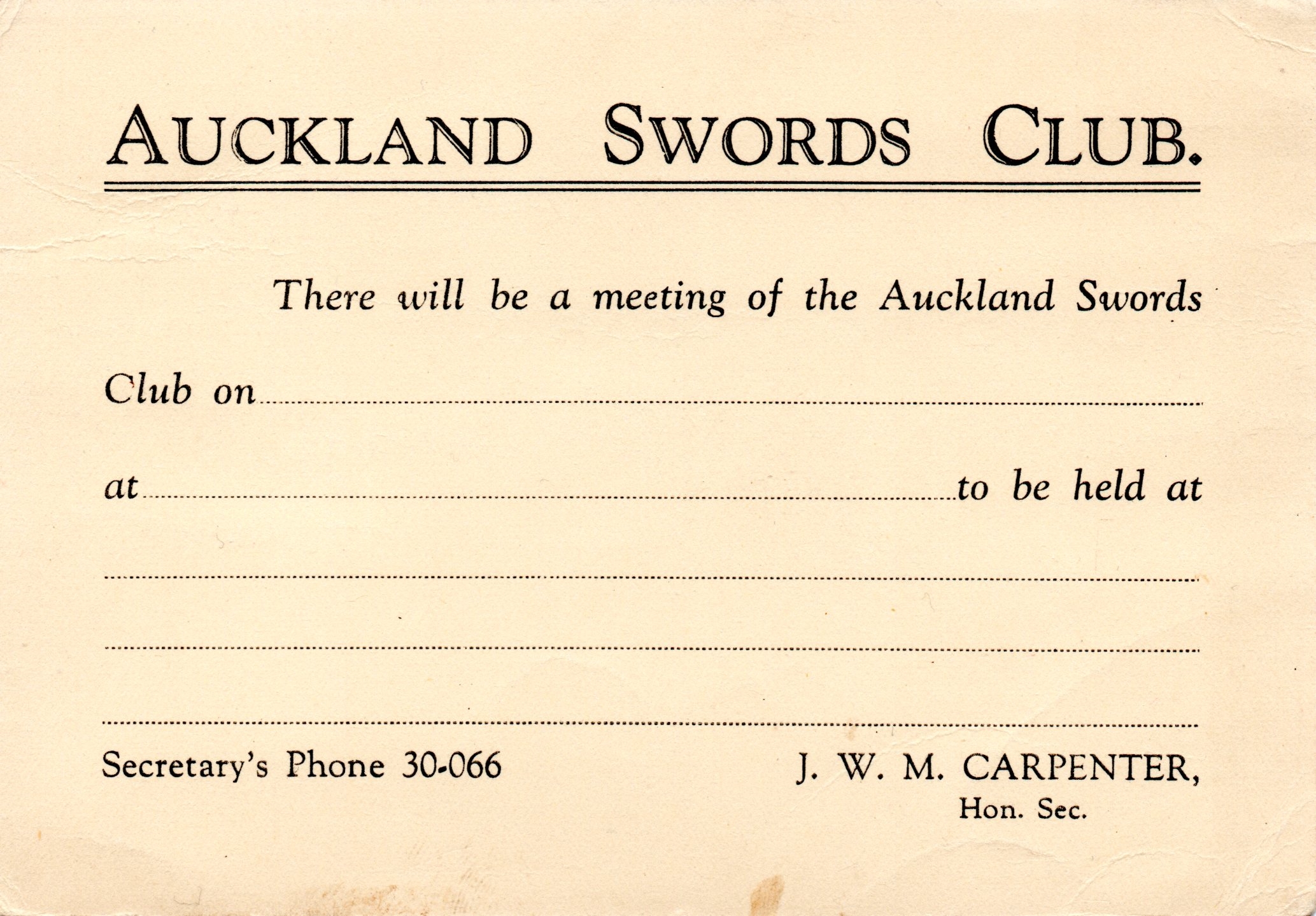 Auckland Swords Club – New Zealand Postal Stationery Cards