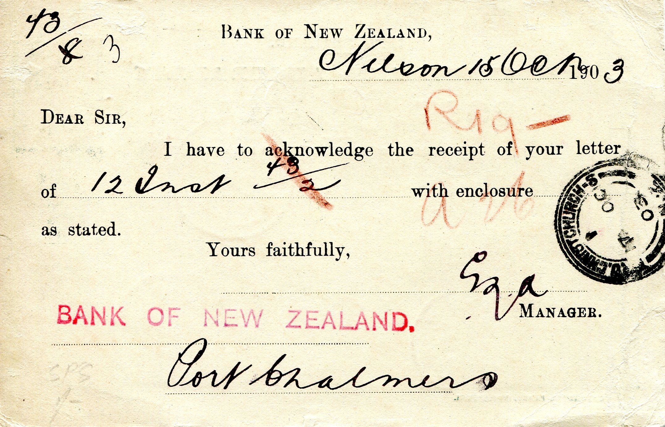 Bank of New Zealand – New Zealand Postal Stationery Cards
