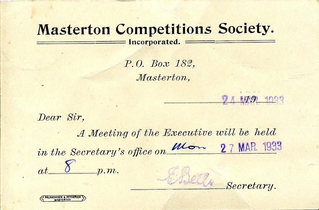 Masterton Competitions Society – New Zealand Postal Stationery Cards