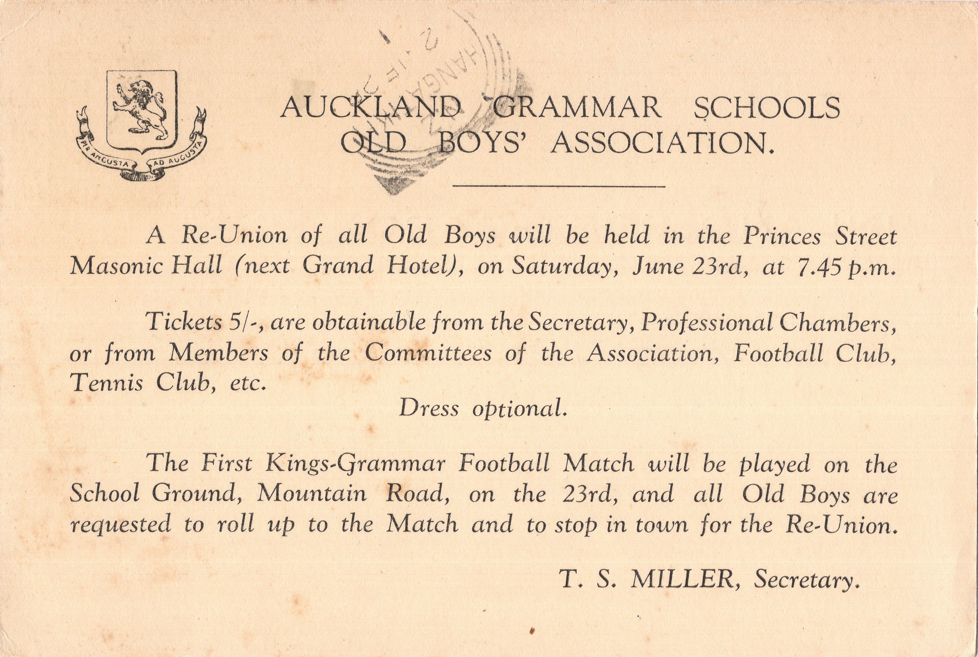Auckland Grammar School Old Boys’ Association – New Zealand Postal ...